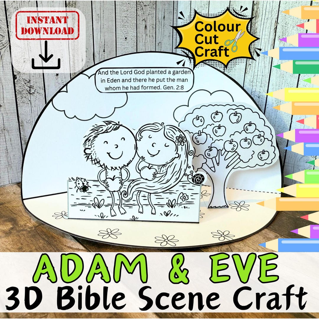 THE GARDEN of EDEN Adam & Eve Bible Story 3D Scene Paper Craft for Kids ...