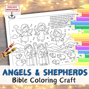 ANGELS APPEAR to SHEPHERDS Bible Verse Coloring Page Activity for Kids ...