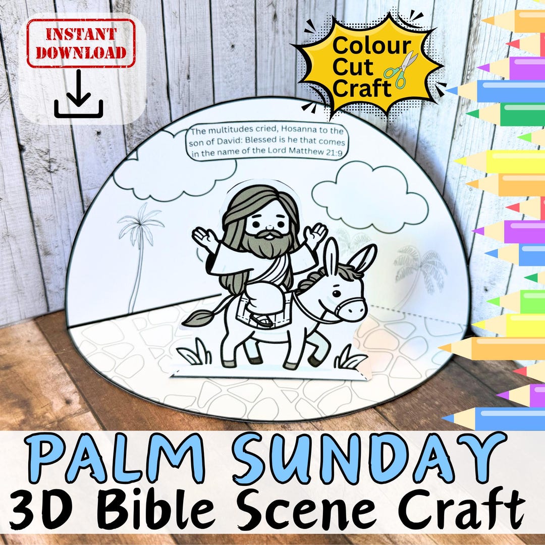 EASTER PALM SUNDAY Bible Story 3D Scene Paper Craft for Kids Sunday ...