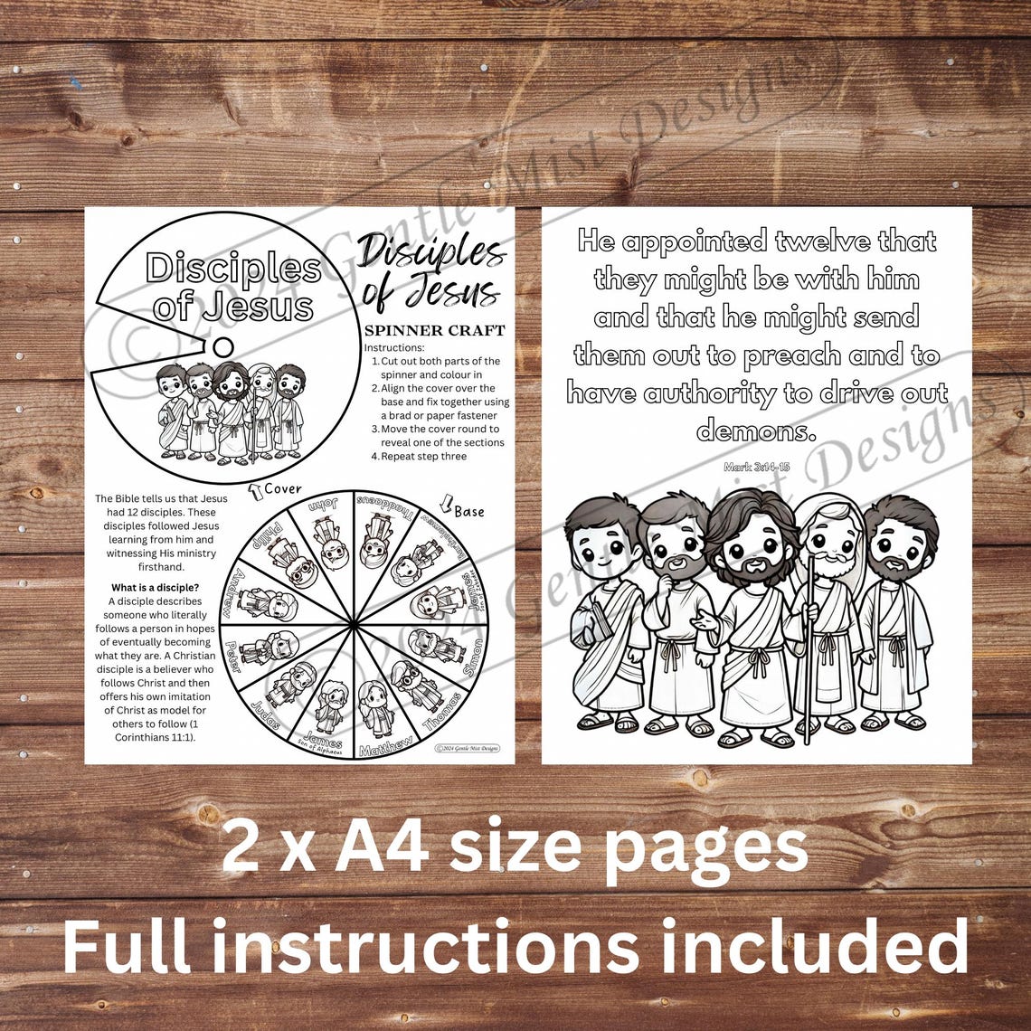 DISCIPLES of JESUS Bible Spinner Craft. Bible Verse Sunday School ...
