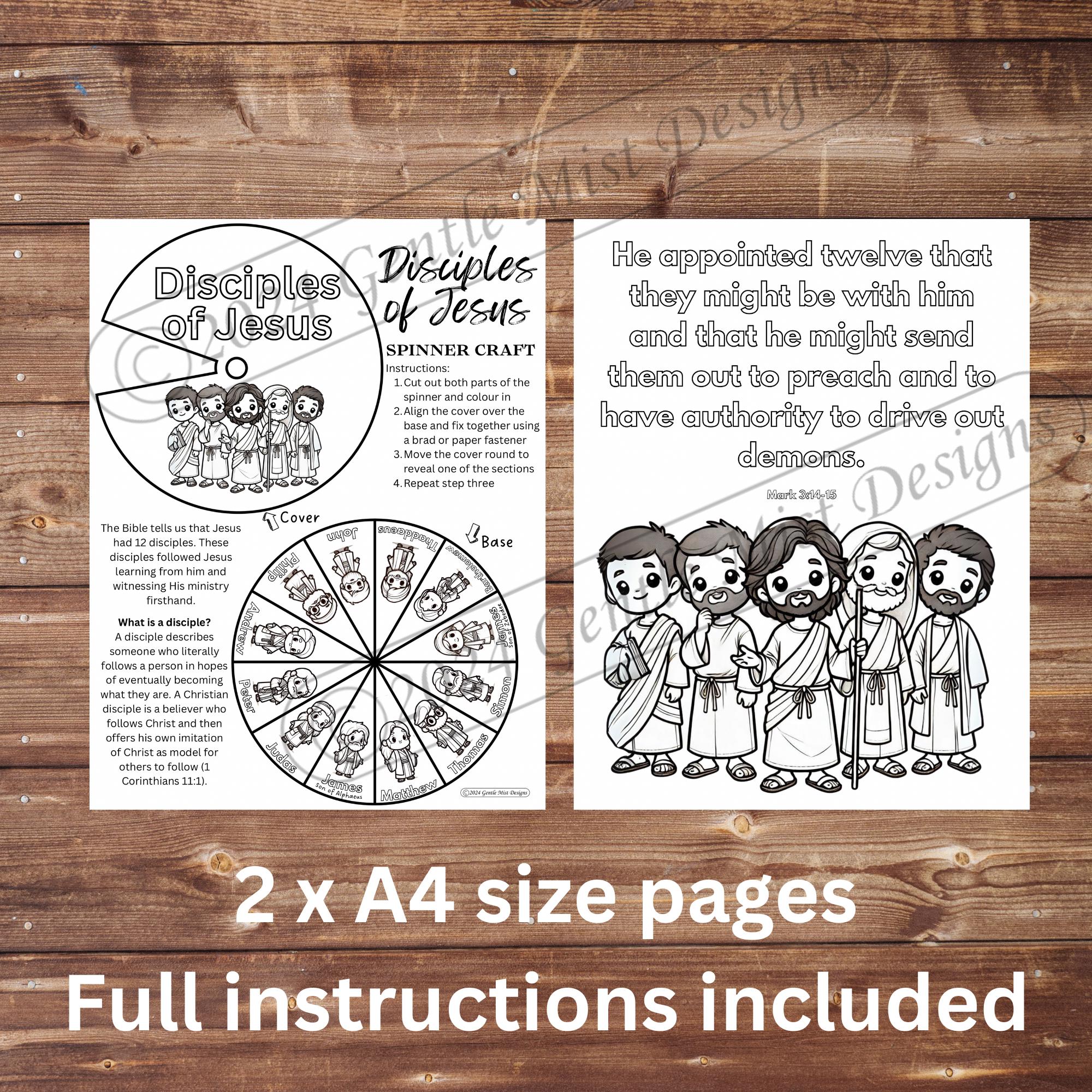DISCIPLES of JESUS Bible Spinner Craft. Bible Verse Sunday School ...