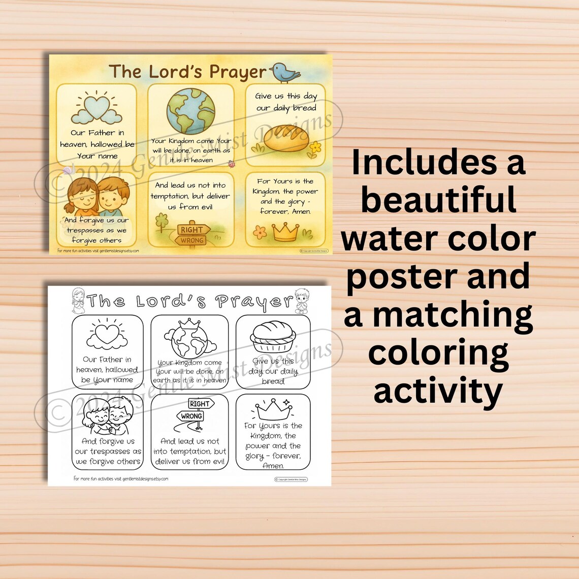 THE LORDS PRAYER Bible Verse Poster & Coloring in Sheet Activity for ...