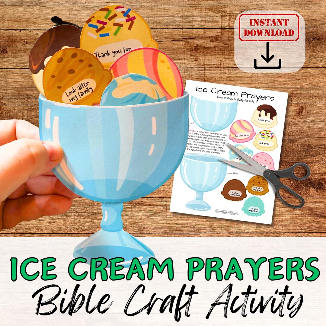 PRAYER ICE CREAM Craft Activity for Kids. Bible Based Printable Prayer ...