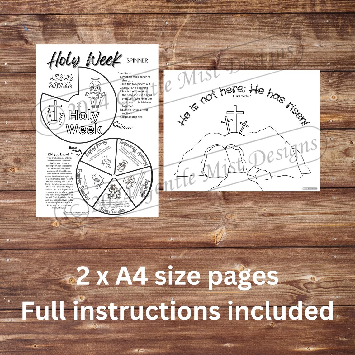 HOLY WEEK EASTER Bible Spinner Wheel Craft. Bible Verse Sunday School ...