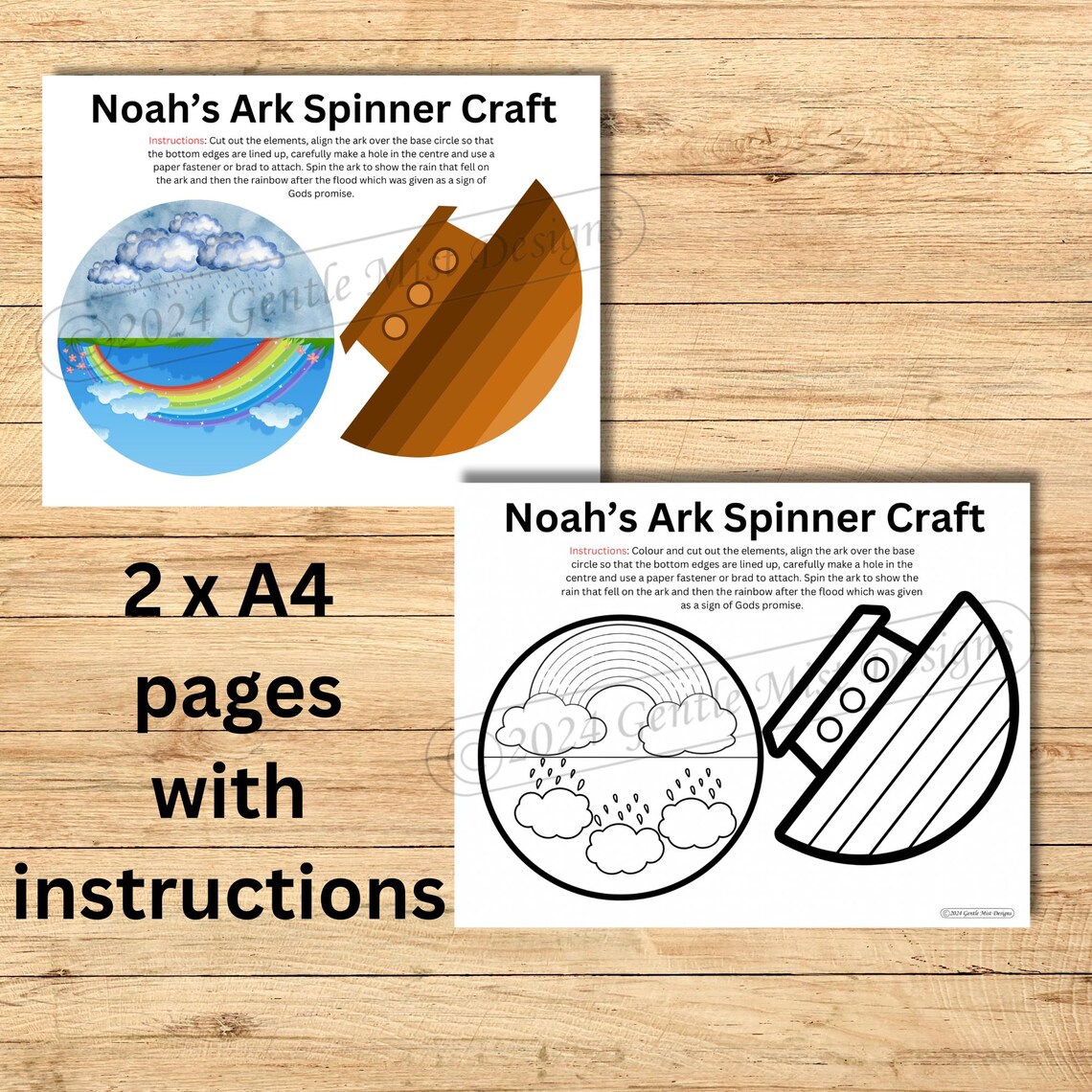 NOAHS ARK Bible Spinner Craft. Bible Verse Sunday School Activity ...