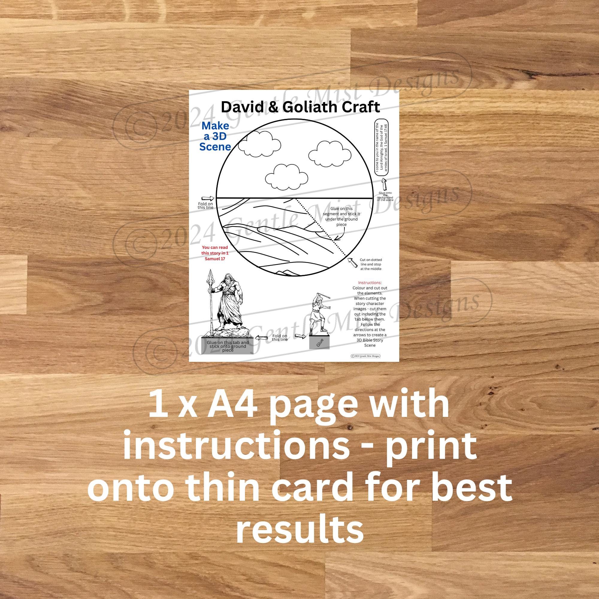 DAVID & GOLIATH Bible Story 3D Scene Paper Craft for Kids Sunday School ...