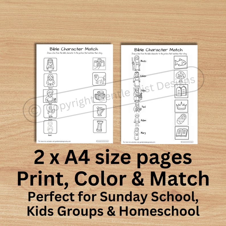CUTE KIDS BIBLE Character & Story Matching Activity Game for Kids ...