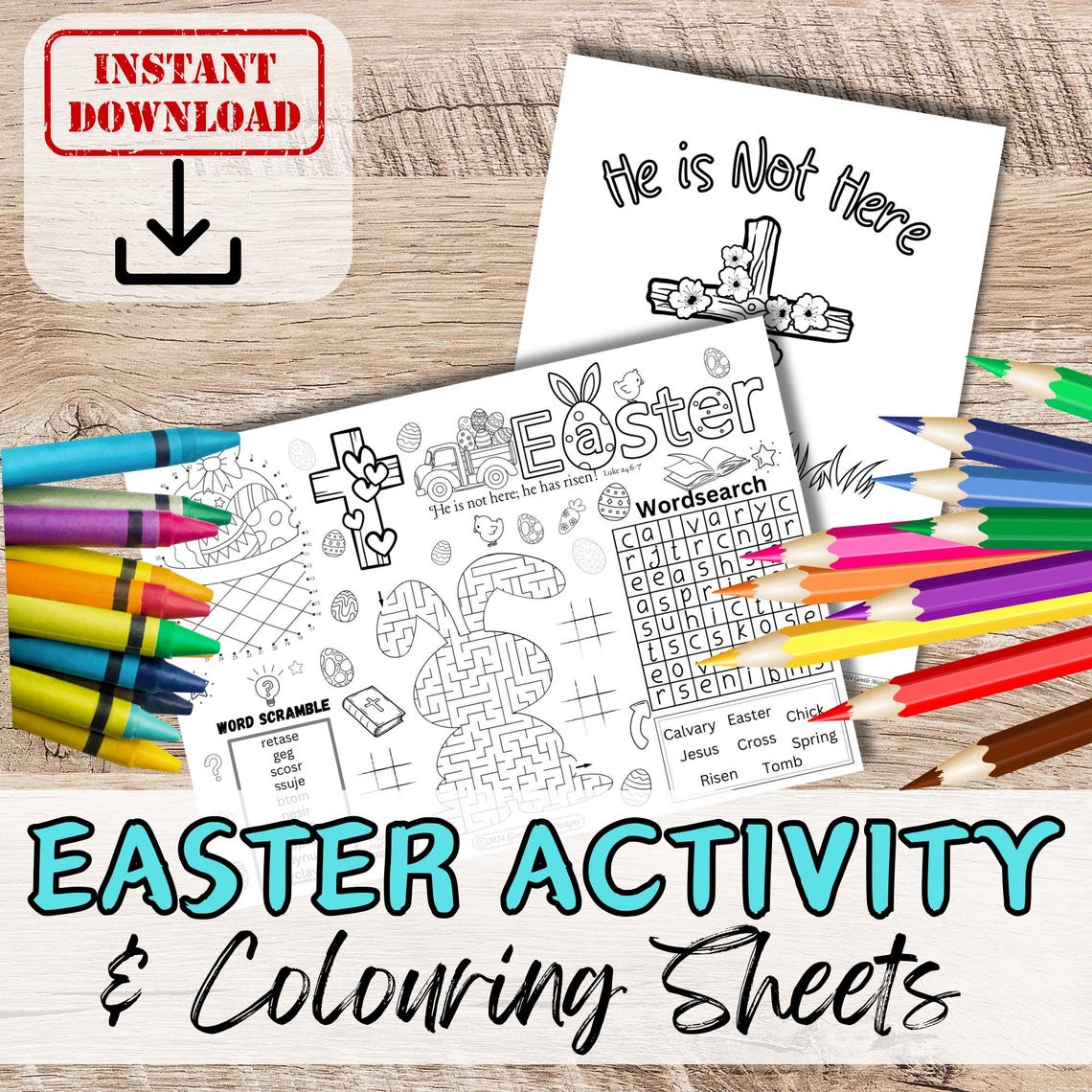 EASTER Activity & Quiz + Colouring Sheet for Kids. Church Sunday School ...