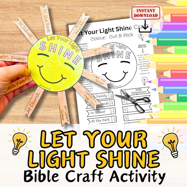 LET Your LIGHT SHINE for Jesus Bible Paper Craft Activity for Kids ...