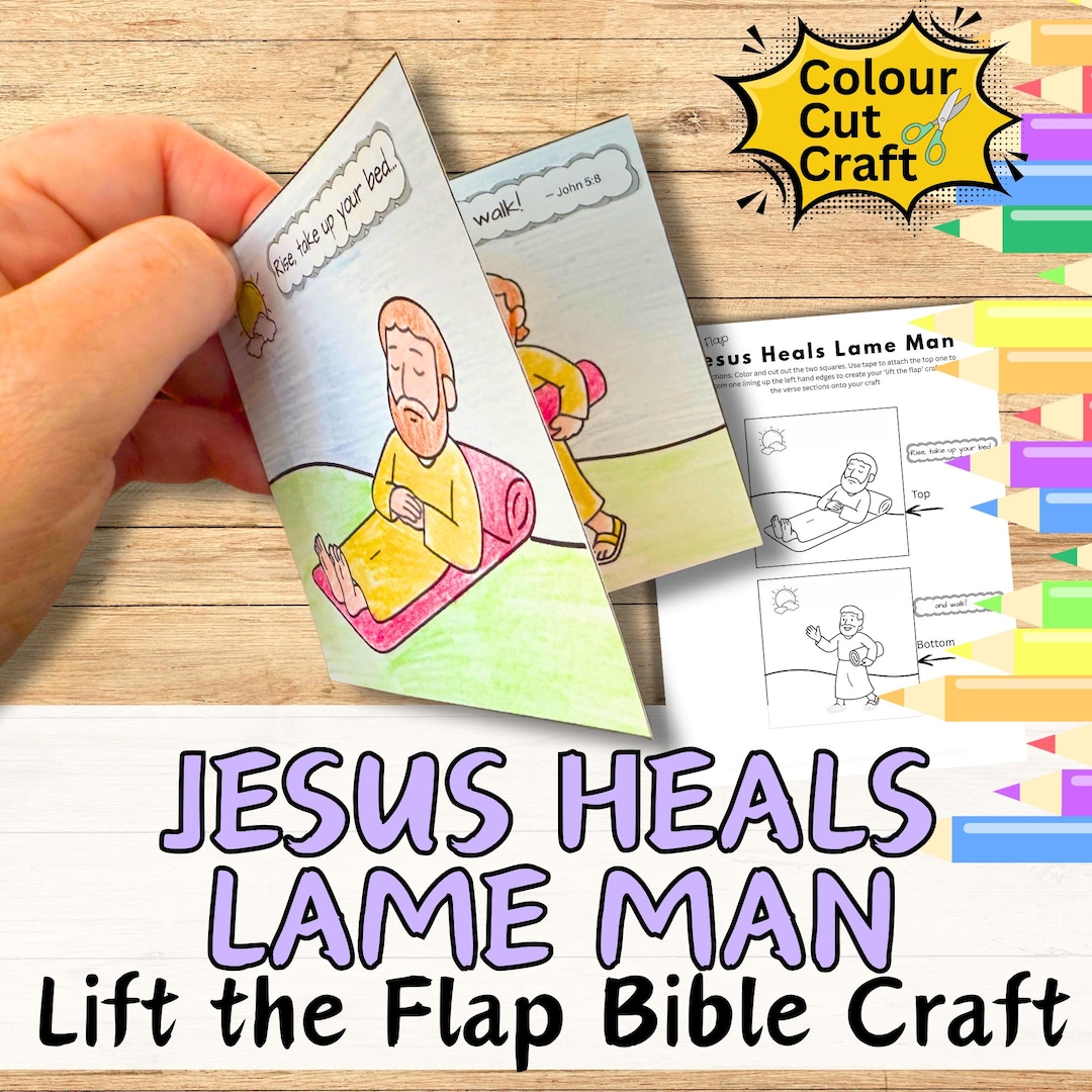JESUS HEALS LAME Man Bible Story Lift the Flap Paper Craft for Kids ...