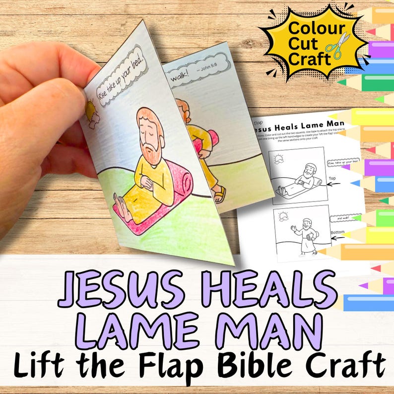 JESUS HEALS LAME Man Bible Story Lift the Flap Paper Craft for Kids ...
