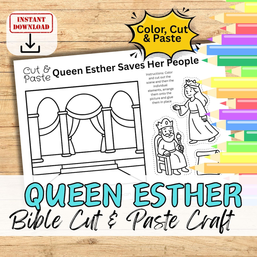 QUEEN ESTHER Bible Paper Craft Activity for Kids. Printable DIY Cut ...