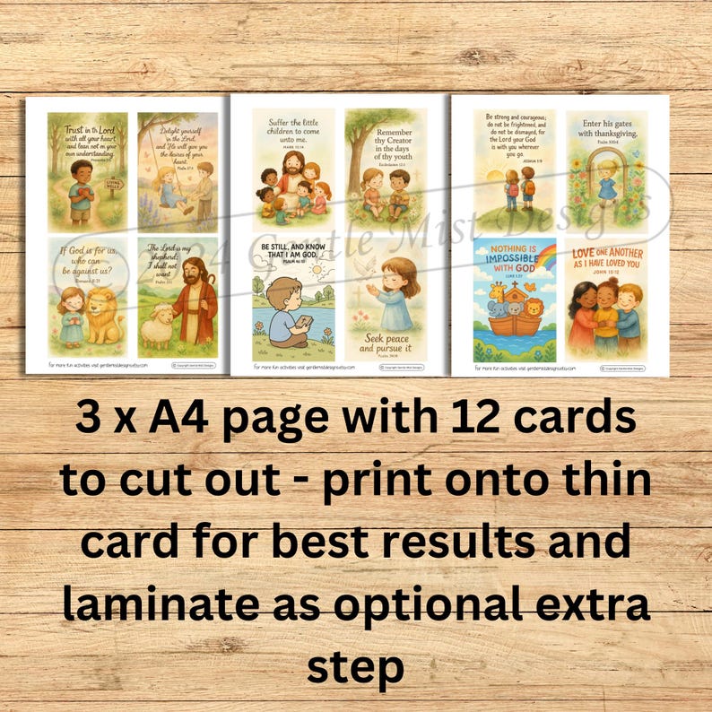 Kids Bible Memory Verse Cards Printable | 12 Cute Scripture Cards for ...