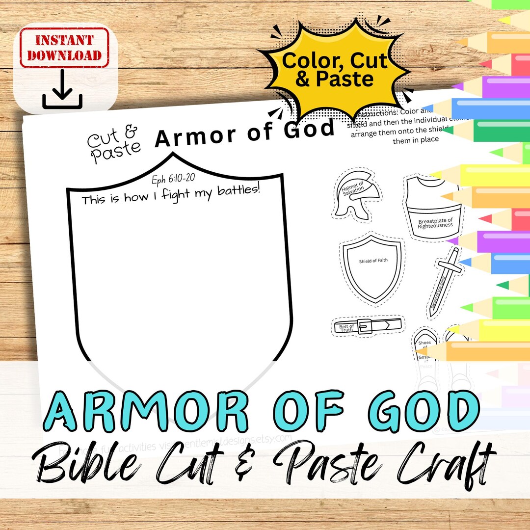 ARMOR OF GOD Bible Paper Craft Activity for Kids Printable Diy Cut ...