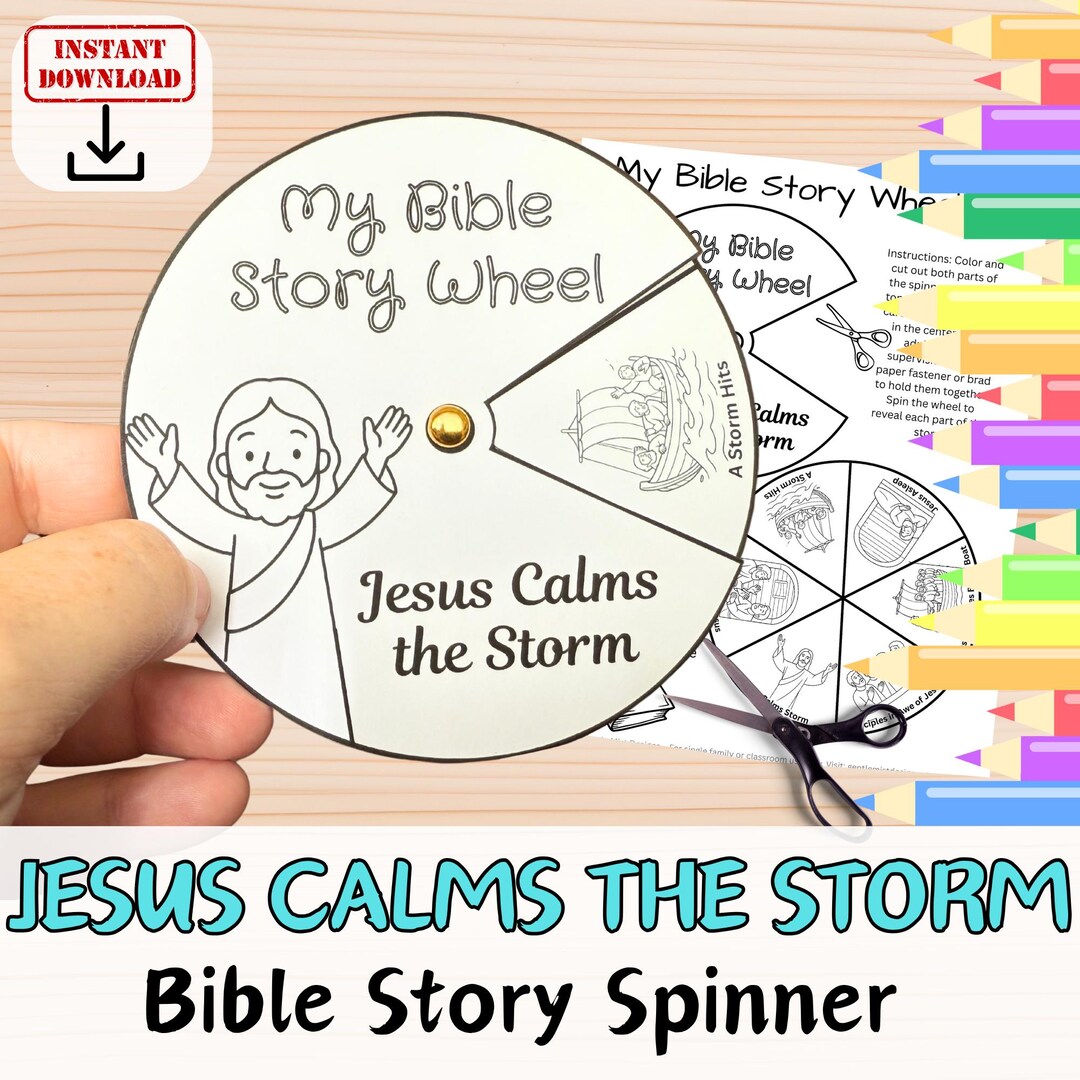 JESUS CALMS the STORM Bible Spinner Story Wheel Craft. Bible Verse ...