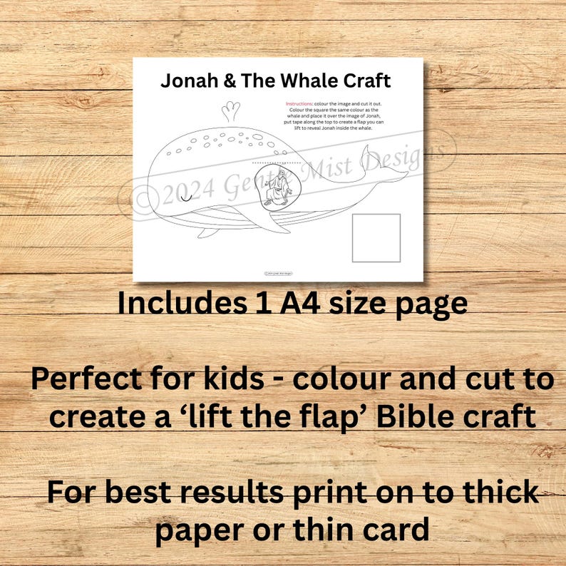 JONAH & THE WHALE Bible Story Lift the Flap Paper Craft for Kids Sunday ...