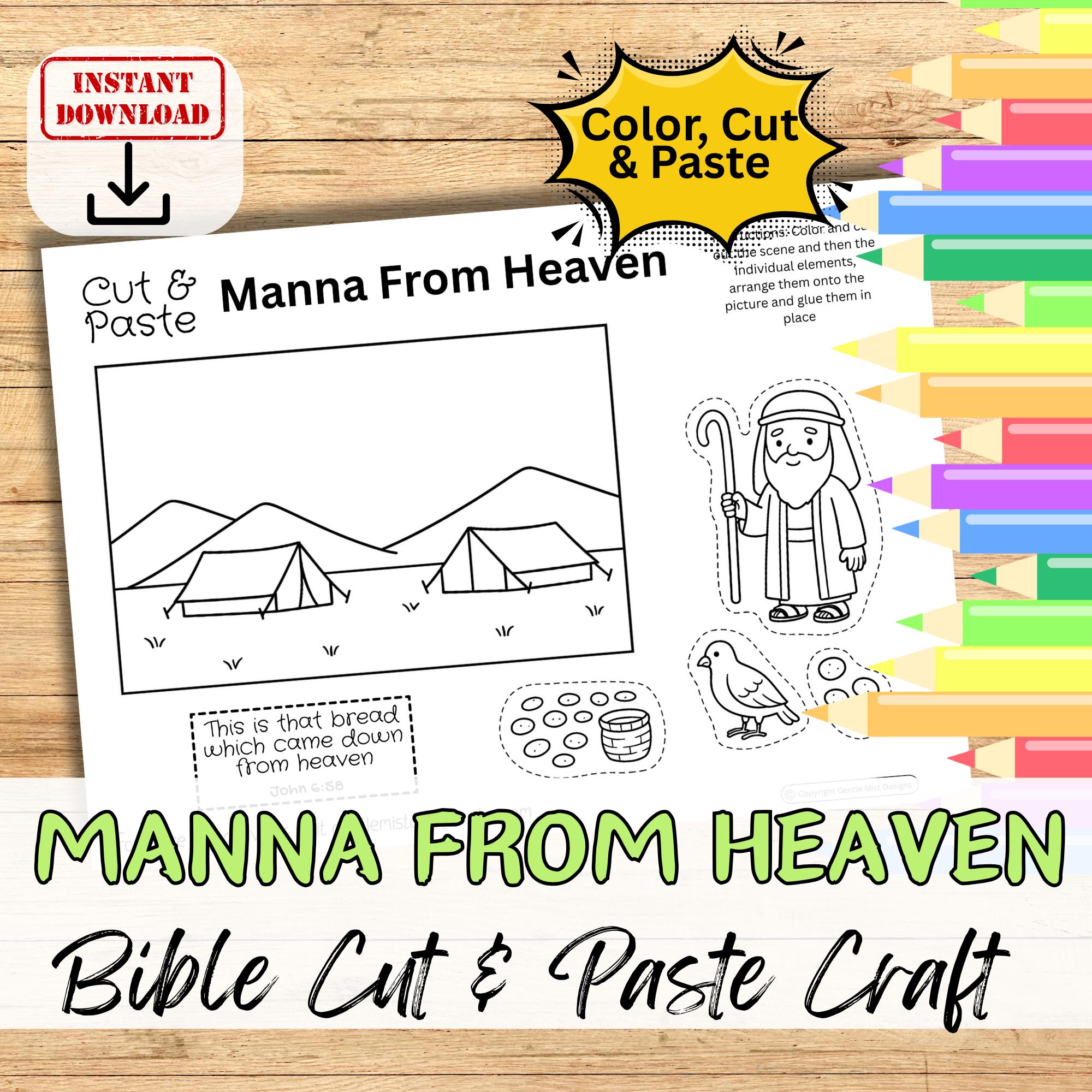 MANNA FROM HEAVEN Bible Paper Craft Activity for Kids. Printable Diy ...