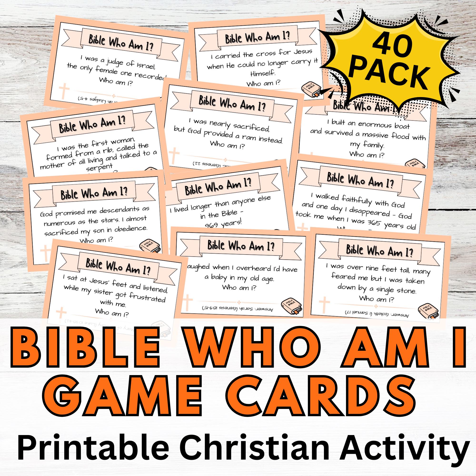 Bible Who Am I? Game Cards – 40 Printable Character Riddle Cards ...