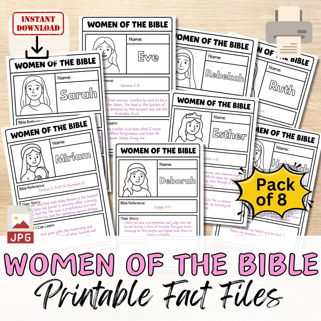 Old Testament Women of the Bible Fact Files Activity for Kids Printable ...
