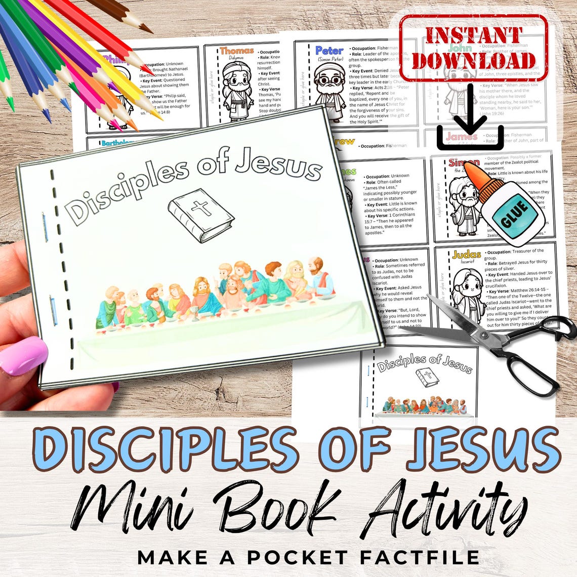 DISCIPLES of JESUS Mini Book Craft Activity for Kids Bible Fact Files ...