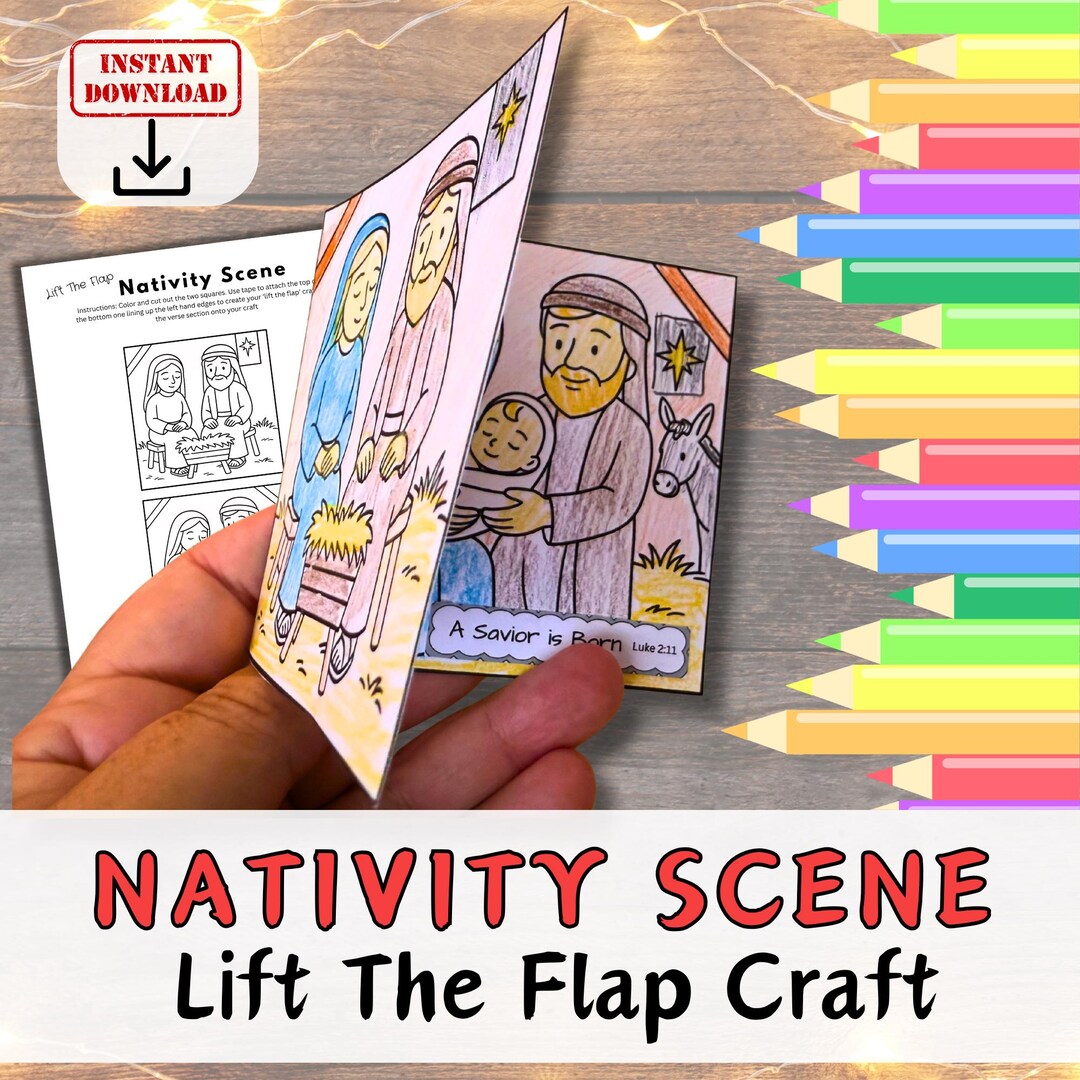 NATIVITY Mary, Joseph & Baby Jesus Bible Story Lift the Flap Craft for ...