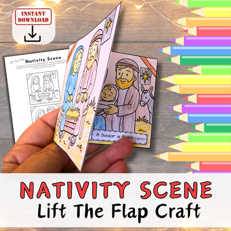 NATIVITY Mary, Joseph & Baby Jesus Bible Story Lift the Flap Craft for ...
