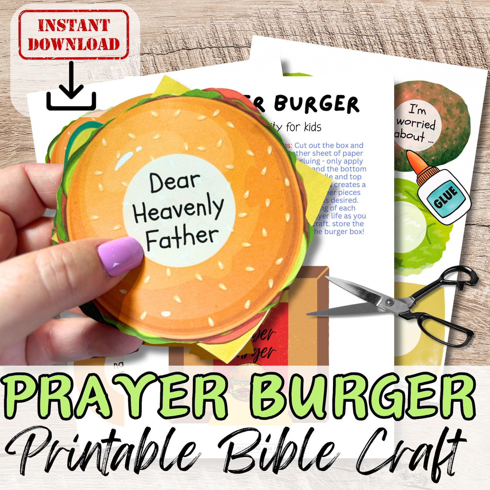PRAYER BURGER Craft Activity for Kids. Bible Based Printable Prayer ...