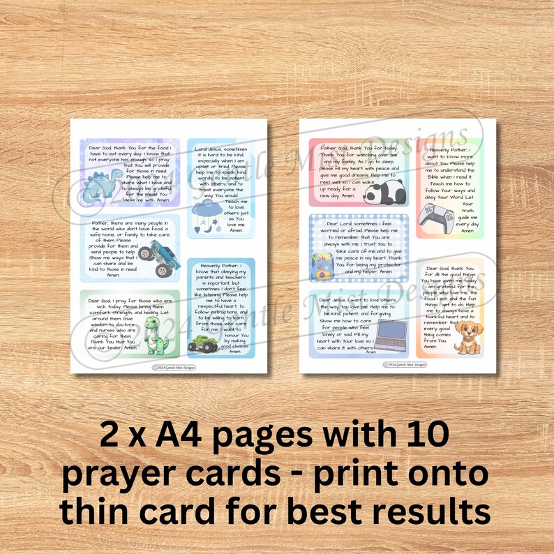 10 CUTE PRAYER CARDS for Boys Paper Craft Activity Kit for Kids. Sunday ...