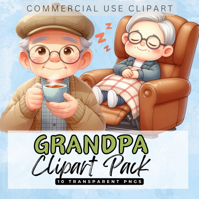 Cute GRANDPA Clipart Junk Journal, Grandfather Card Making Images High ...