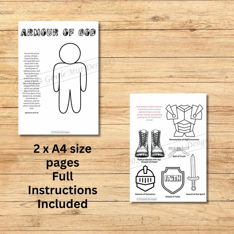 ARMOUR of GOD Bible Craft Activity for Kids. Sunday School/ Church ...