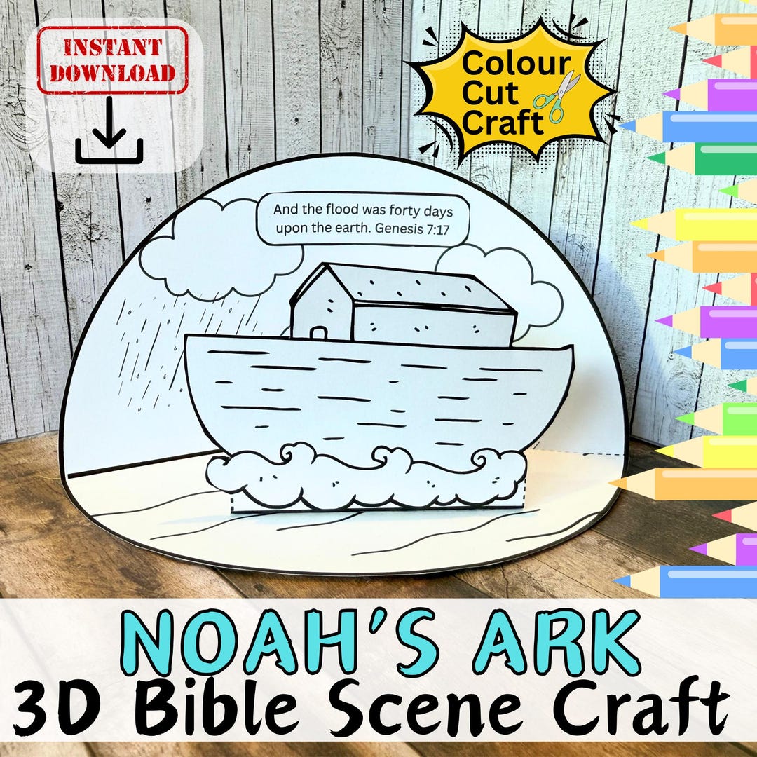 NOAH’S ARK & the FLOOD Bible Story 3D Scene Paper Craft for Kids Sunday ...