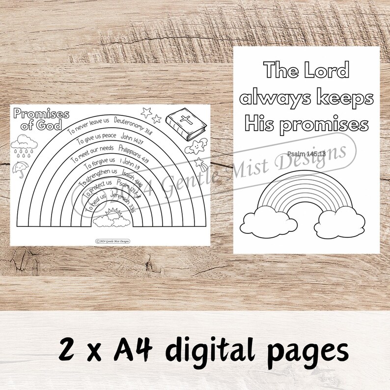 PROMISES OF GOD Rainbow Bible Verse Colouring Sheets Activity for Kids ...
