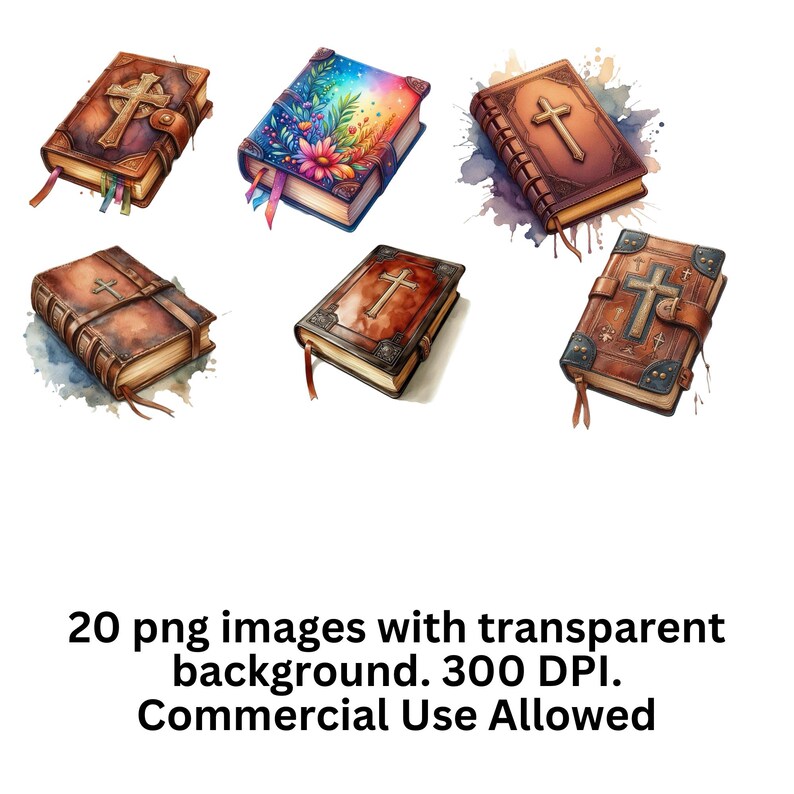 HOLY BIBLE Clipart. Scriptures Junk Journal Christian Books Graphics ...