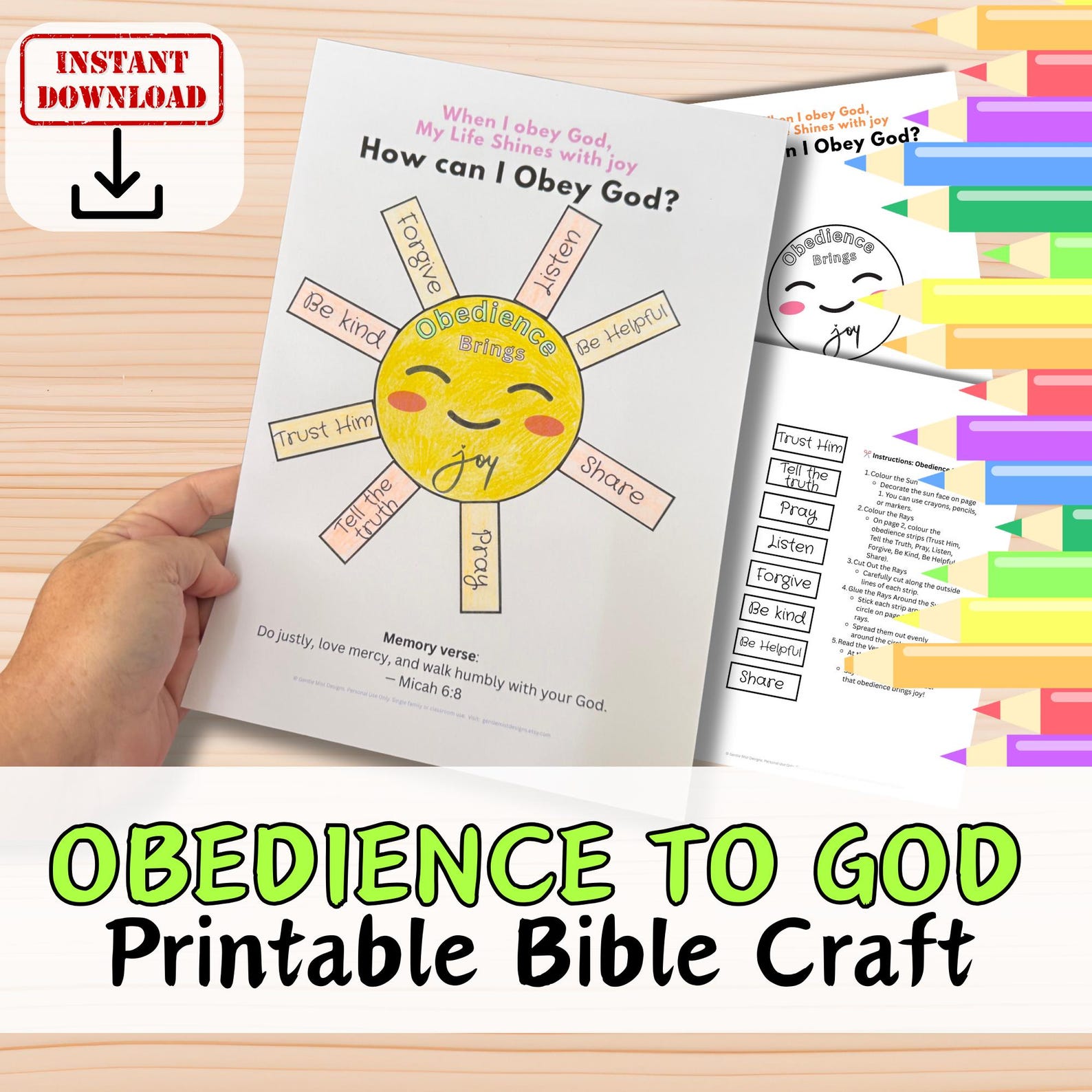 OBEDIENCE TO GOD Sun Cut & Paste Craft Activity for Kids - Sunday ...