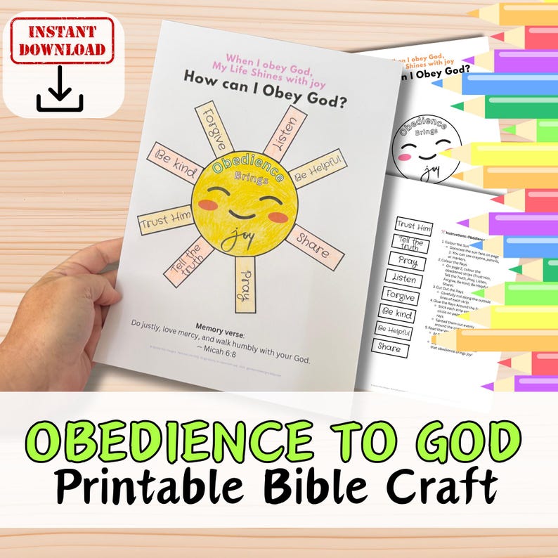 OBEDIENCE TO GOD Sun Cut & Paste Craft Activity for Kids - Sunday ...