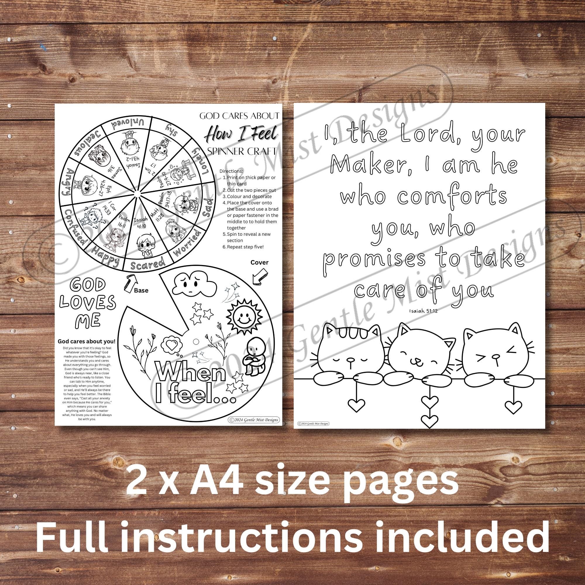 GOD CARES About Me and How I Feel Spinner Craft Emotions Based Bible ...