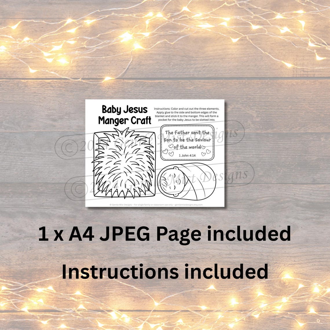 BABY JESUS in MANGER Christmas Nativity Craft Kit Activity for Kids (2 ...