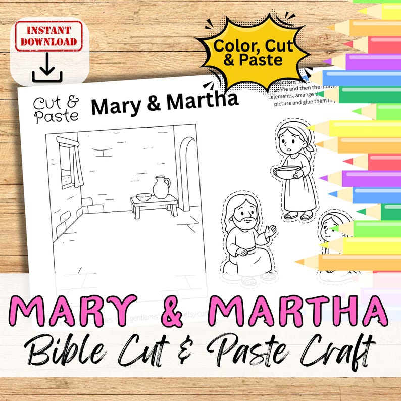 MARY & MARTHA of BETHANY Bible Story Paper Craft Activity for Kids ...