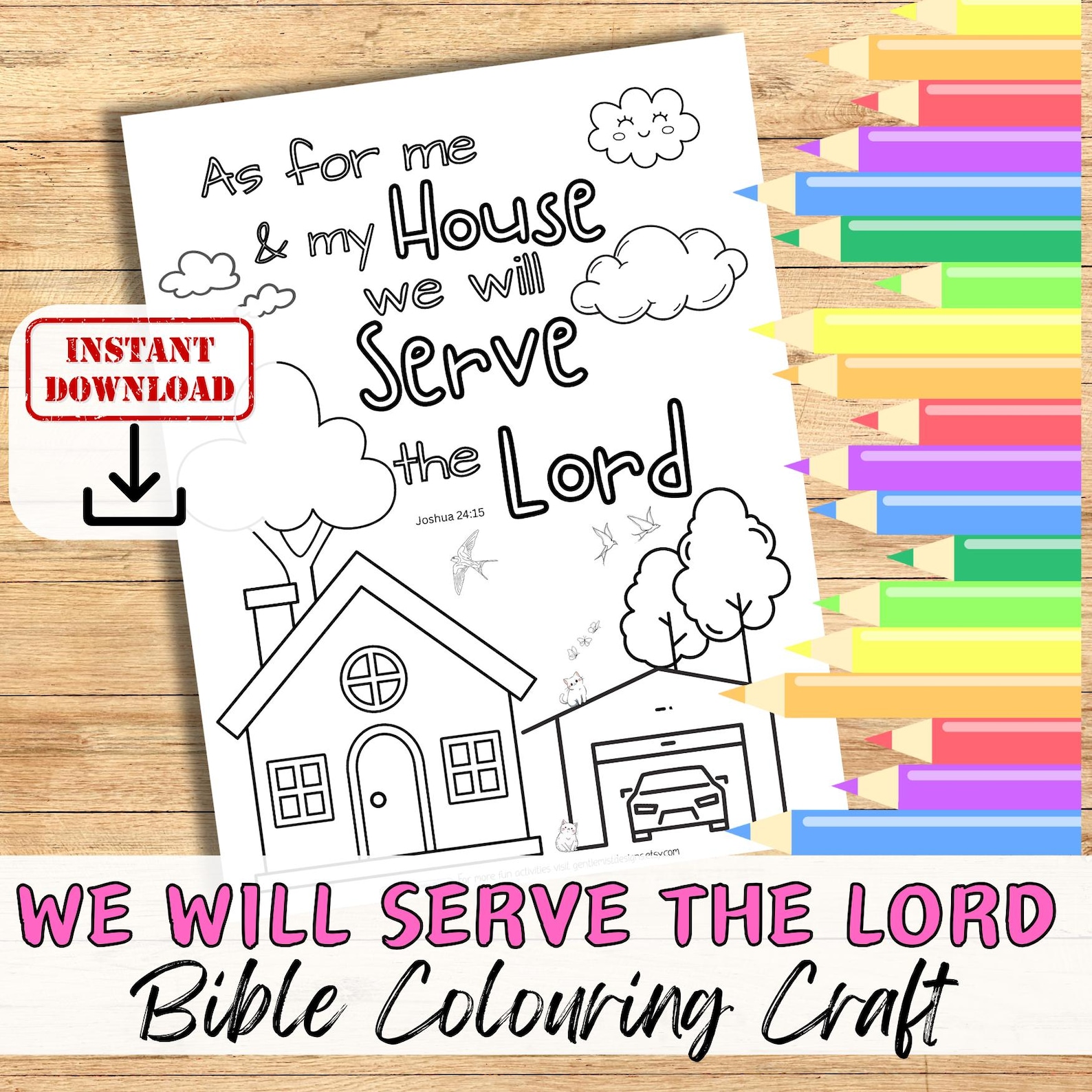 As for Me & My House, We Will Serve the Lord Bible Verse Colouring ...