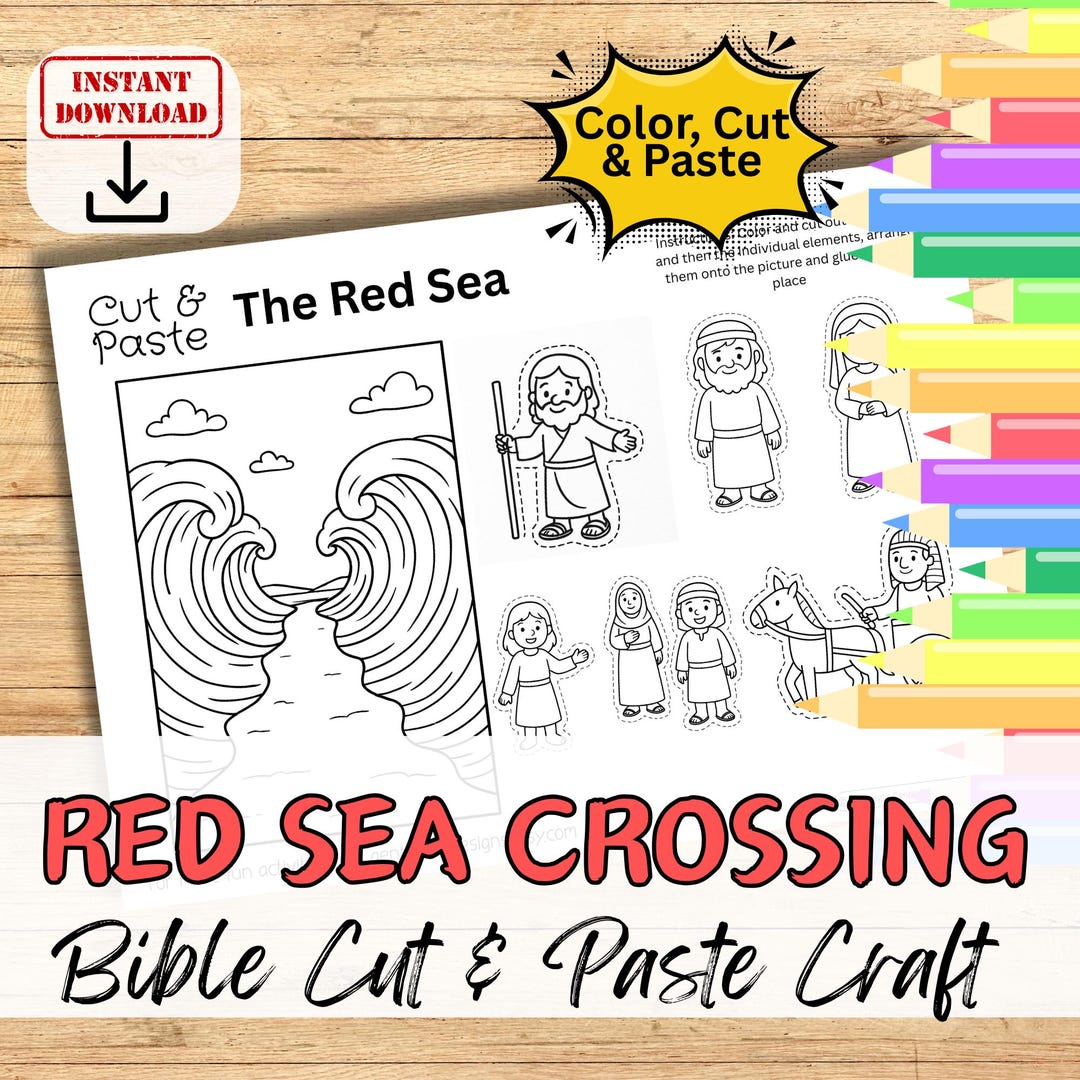 RED SEA CROSSING Bible Paper Craft Activity for Kids. Printable Diy Cut ...