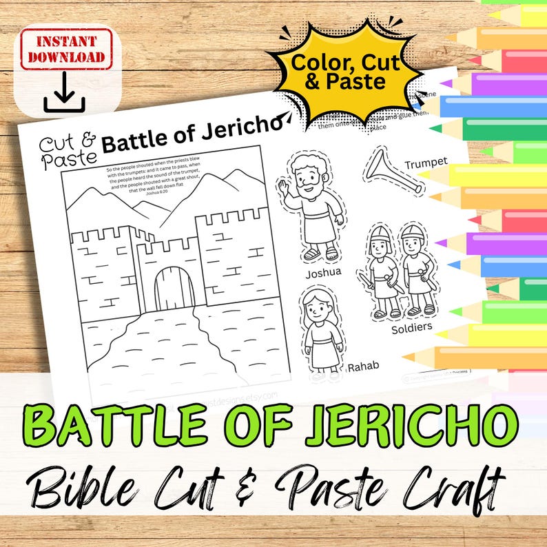 BATTLE of JERICHO Bible Paper Craft Activity for Kids. Printable DIY ...