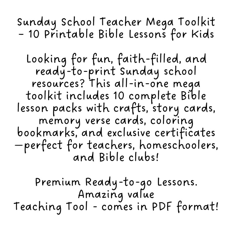 Sunday School Teacher Mega Toolkit Bundle - 10 Bible Crafts, Story ...