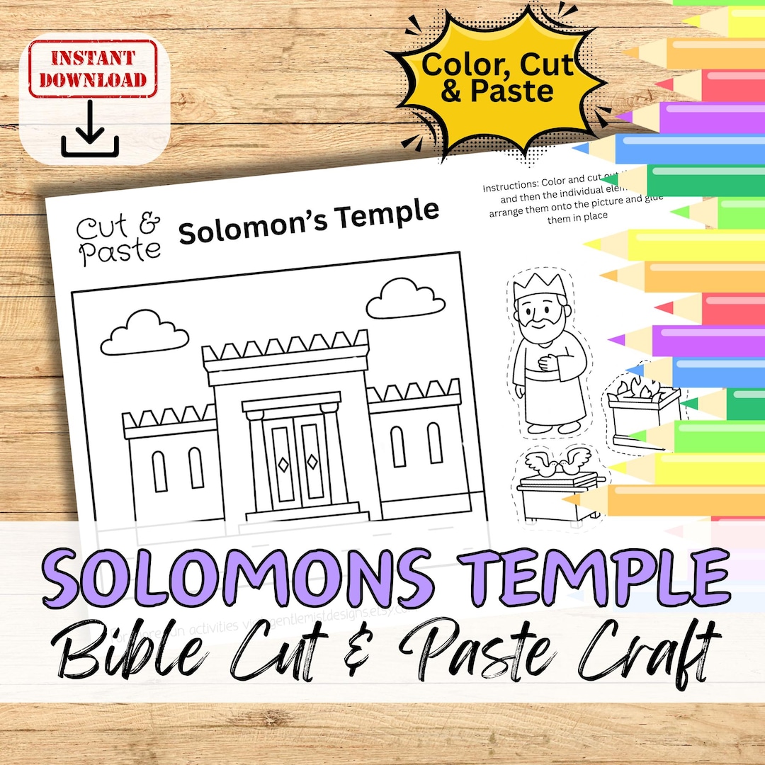 SOLOMON’S TEMPLE Bible Story Paper Craft Activity for Kids. Printable ...
