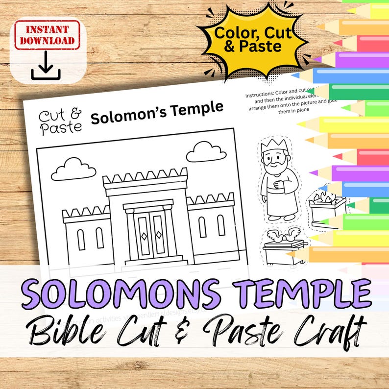 SOLOMON’S TEMPLE Bible Story Paper Craft Activity for Kids. Printable ...