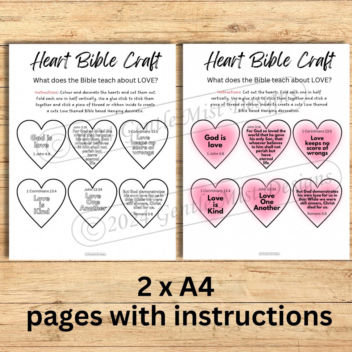 LOVE HEART Bible Verse 3D Hanging Decoration Paper Craft for Kids ...