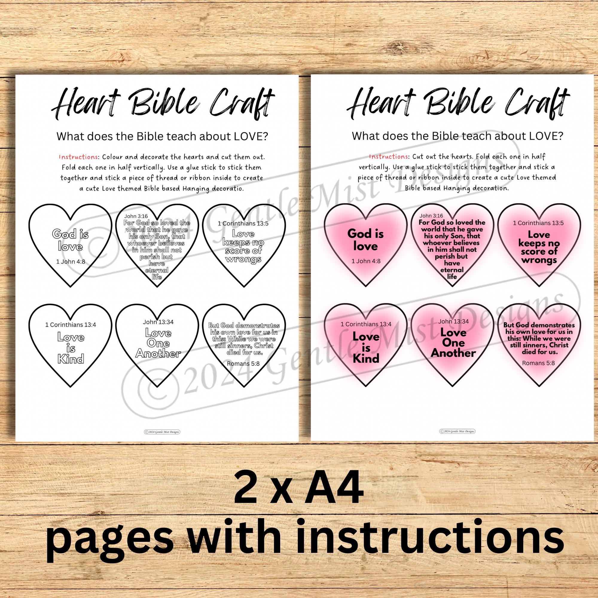 LOVE HEART Bible Verse 3D Hanging Decoration Paper Craft for Kids ...
