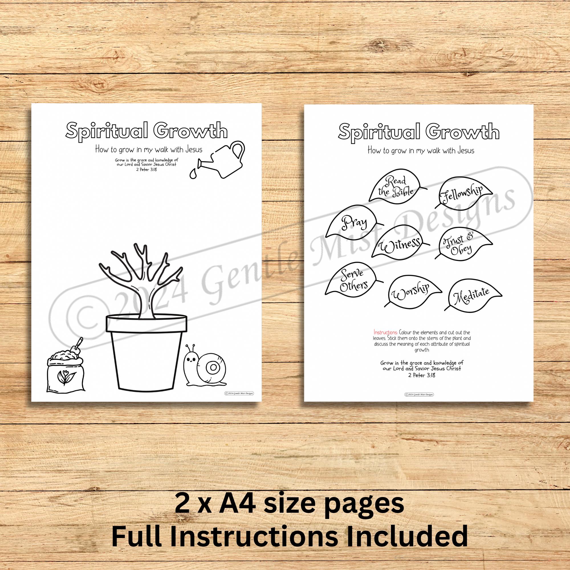 SPIRITUAL GROWTH Bible Paper Craft Activity for Kids. Sunday School ...