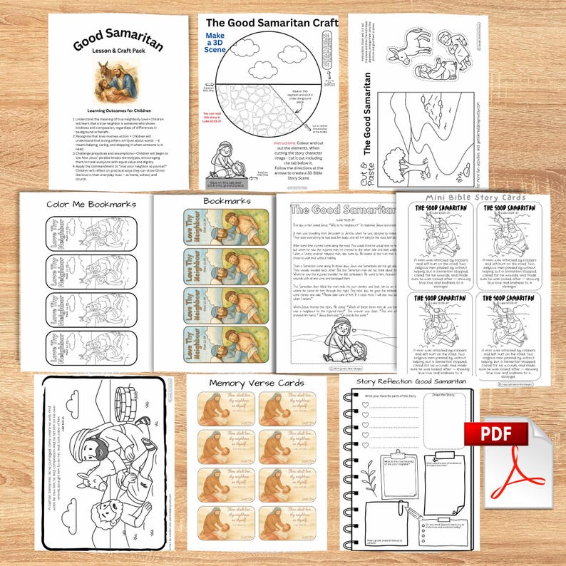 THE GOOD SAMARITAN Bible Story Complete Learning Pack for Kids ...