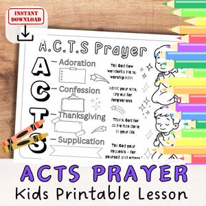 ACTS PRAYER - How to Pray Lesson Activity Sheet for Kids/youth Bible ...