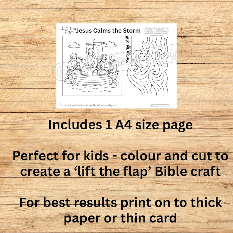 JESUS CALMS the STORM Bible Story Lift the Flap Paper Craft for Kids ...